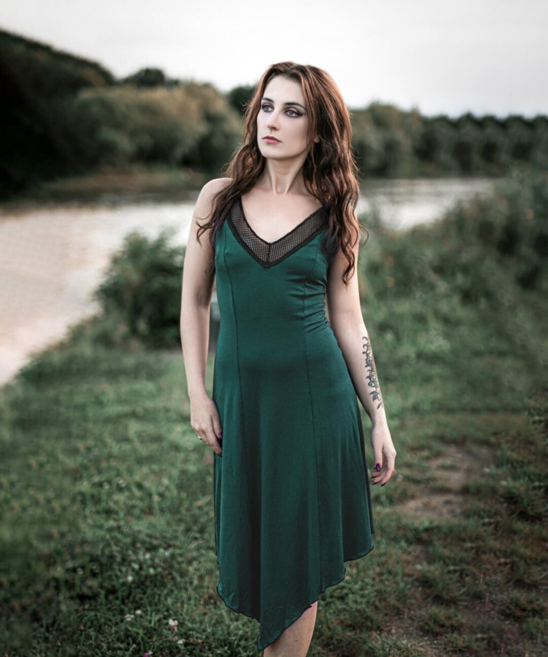 CLEARANCE Faery Forest Green Slip Summer Dress. Boho Summer Dress ...