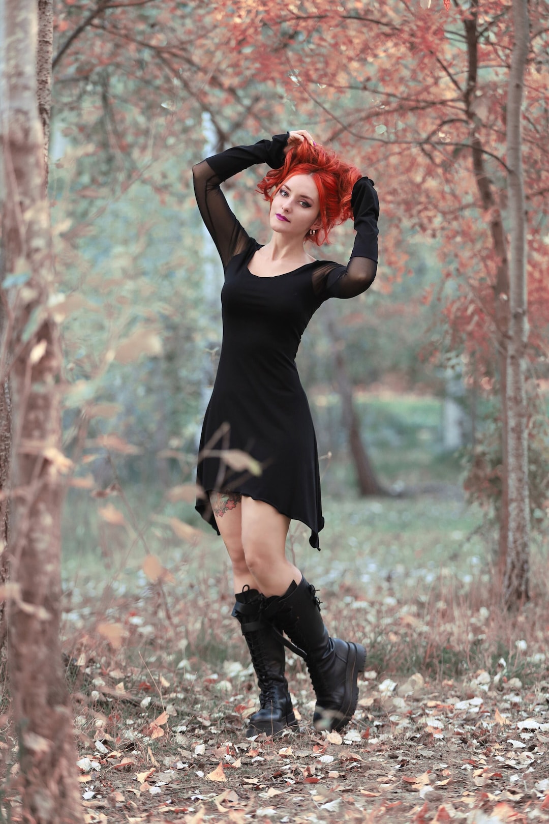 Mesh Tunic Goth Dress. Black Mesh Dress. Long Sleeve Mesh Dress. Elven ...