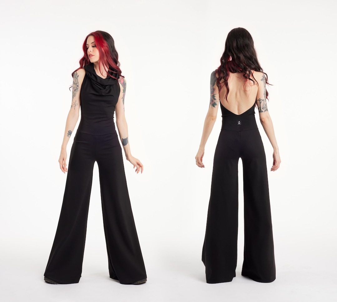 Hooded Backless Jumpsuit. Goth Jumpsuit. Wedding Jumpsuit. Steampunk ...