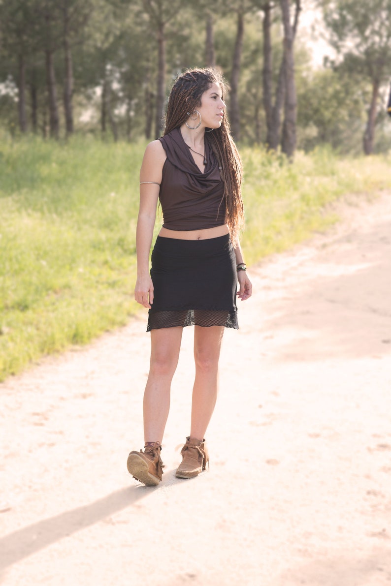 Brown Hooded Halter Top Backless Top Wrap Crop Top Gypsy - Etsy