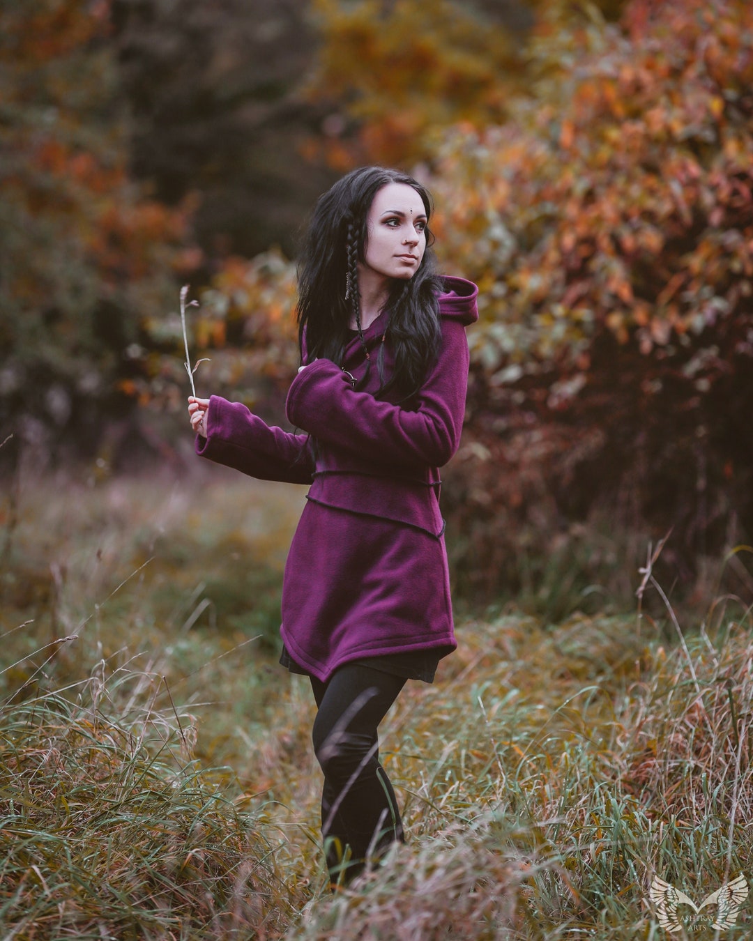 Pixie Fleece Jacket. Wine Winter Hoodie Jacket. Autumn Jacket. Faery ...