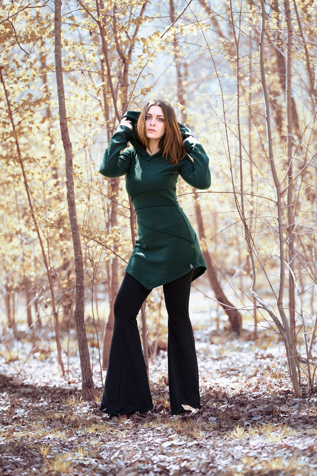 Elven Hooded Fleece Jacket. Green Hoodie Jacket. Autumn Jacket. Faery ...