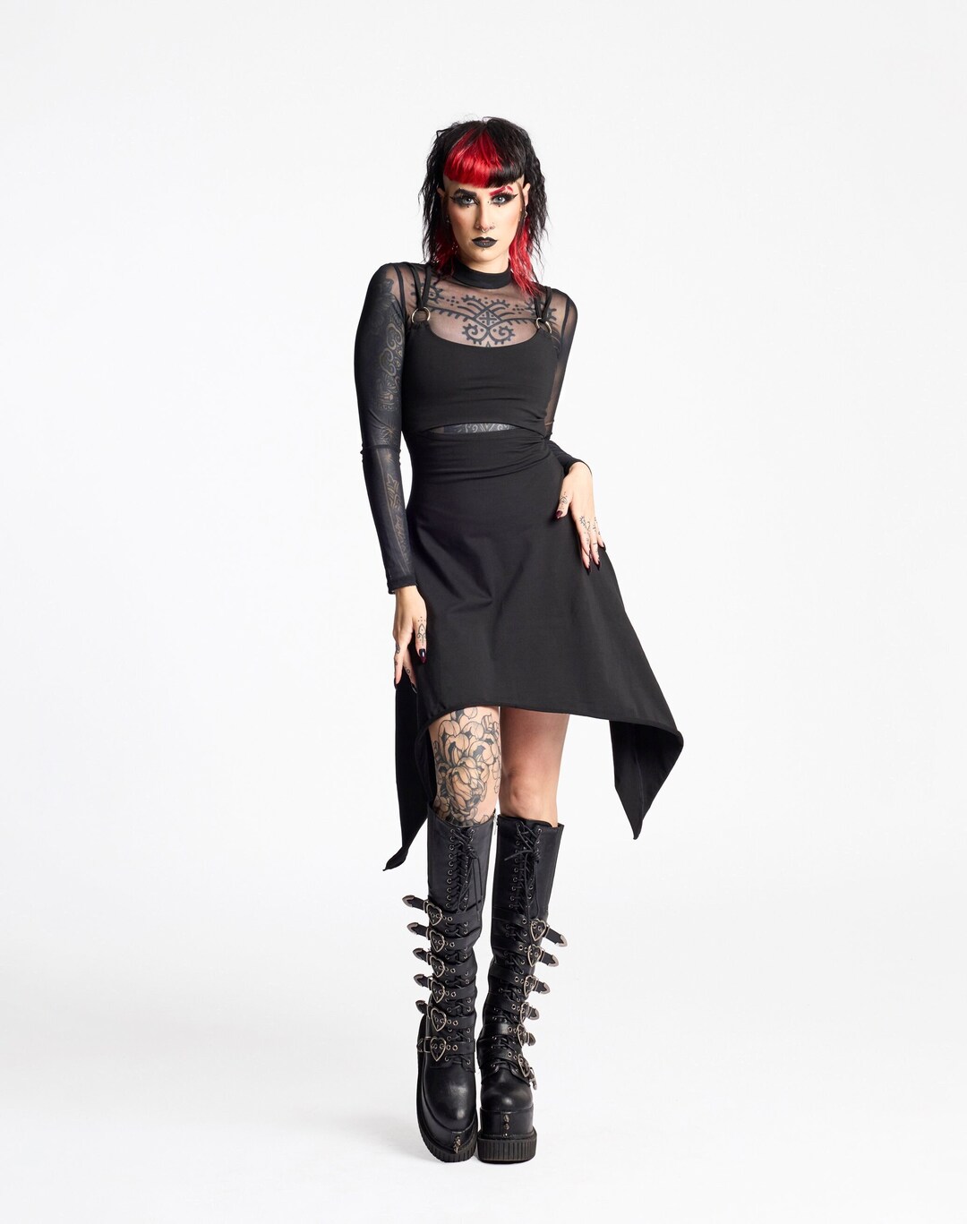 Goth Faery Witch Tunic Dress. Black Pixie Straps Asymmetric Dress ...