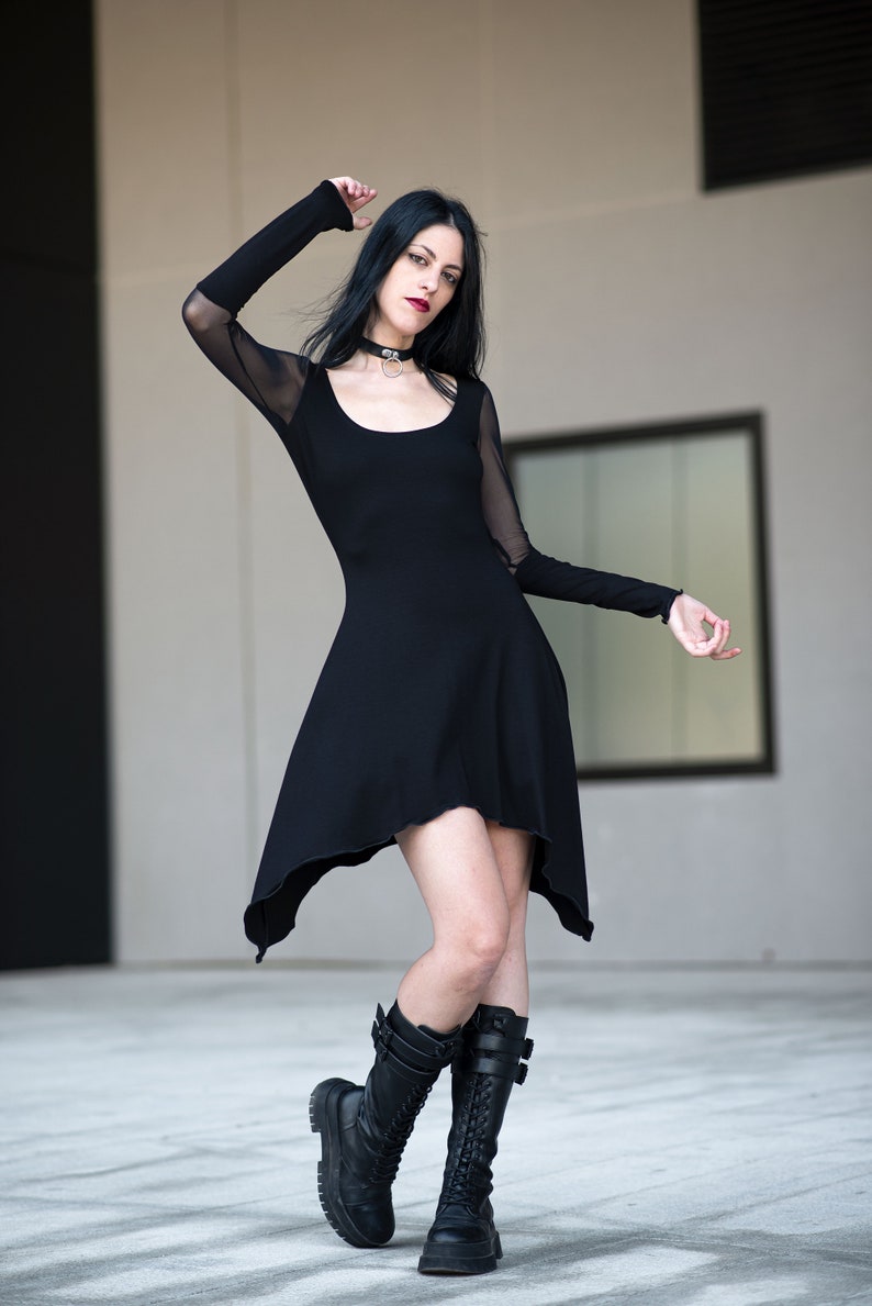 Mesh Tunic Goth Dress. Black Mesh Dress. Long Sleeve Mesh - Etsy