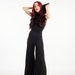 Open Back Black Jumpsuit, Goth Wide Leg Romper, Yoga Romper, Hooded ...