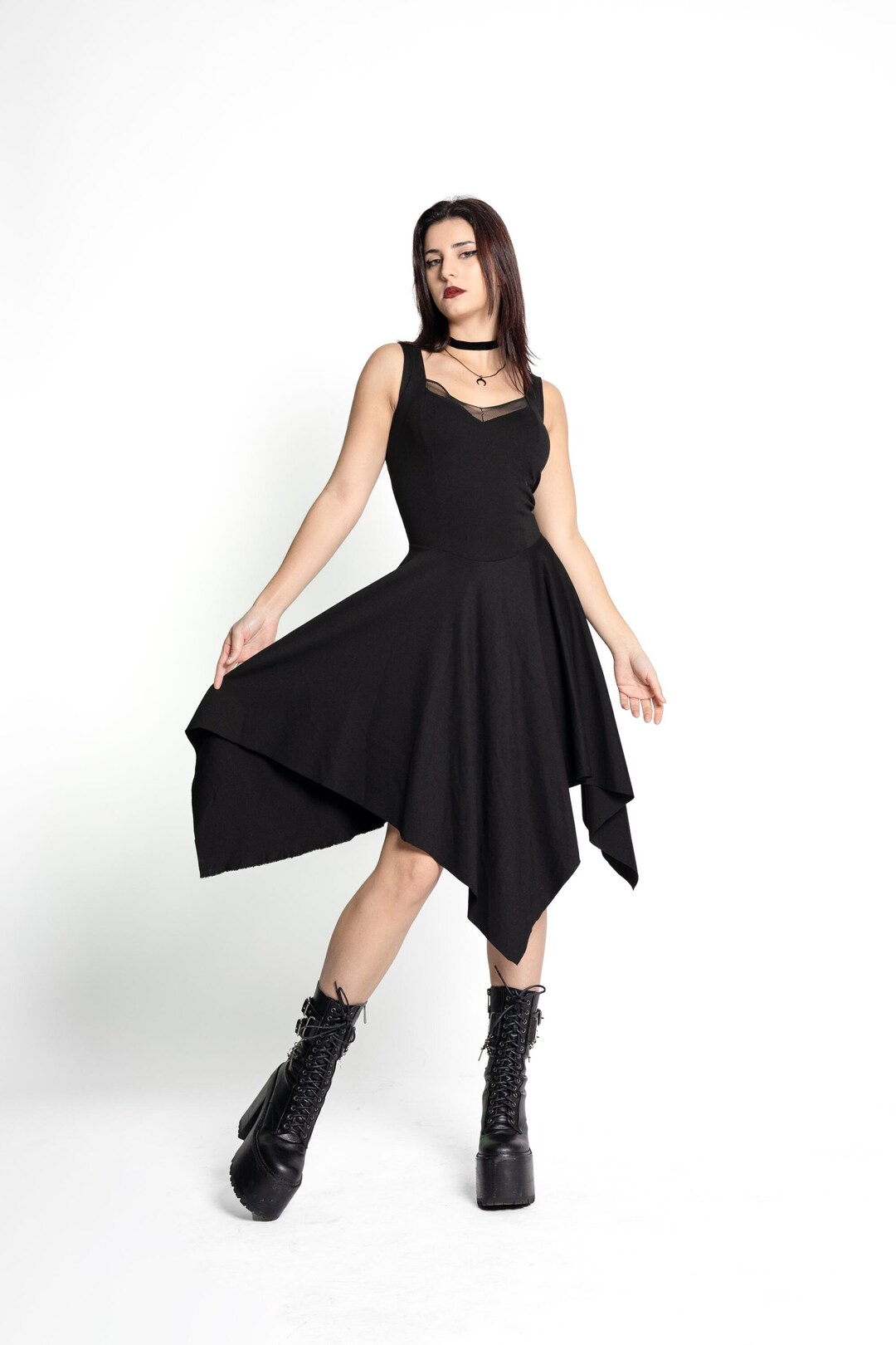 Fae Goth Coset Maxi Asymmetrical Dress. Black Pixie Dress. Pixie ...