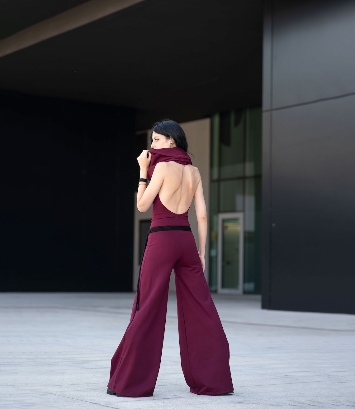 Hooded Backless Jumpsuit. Goth Jumpsuit. Wedding Jumpsuit. - Etsy