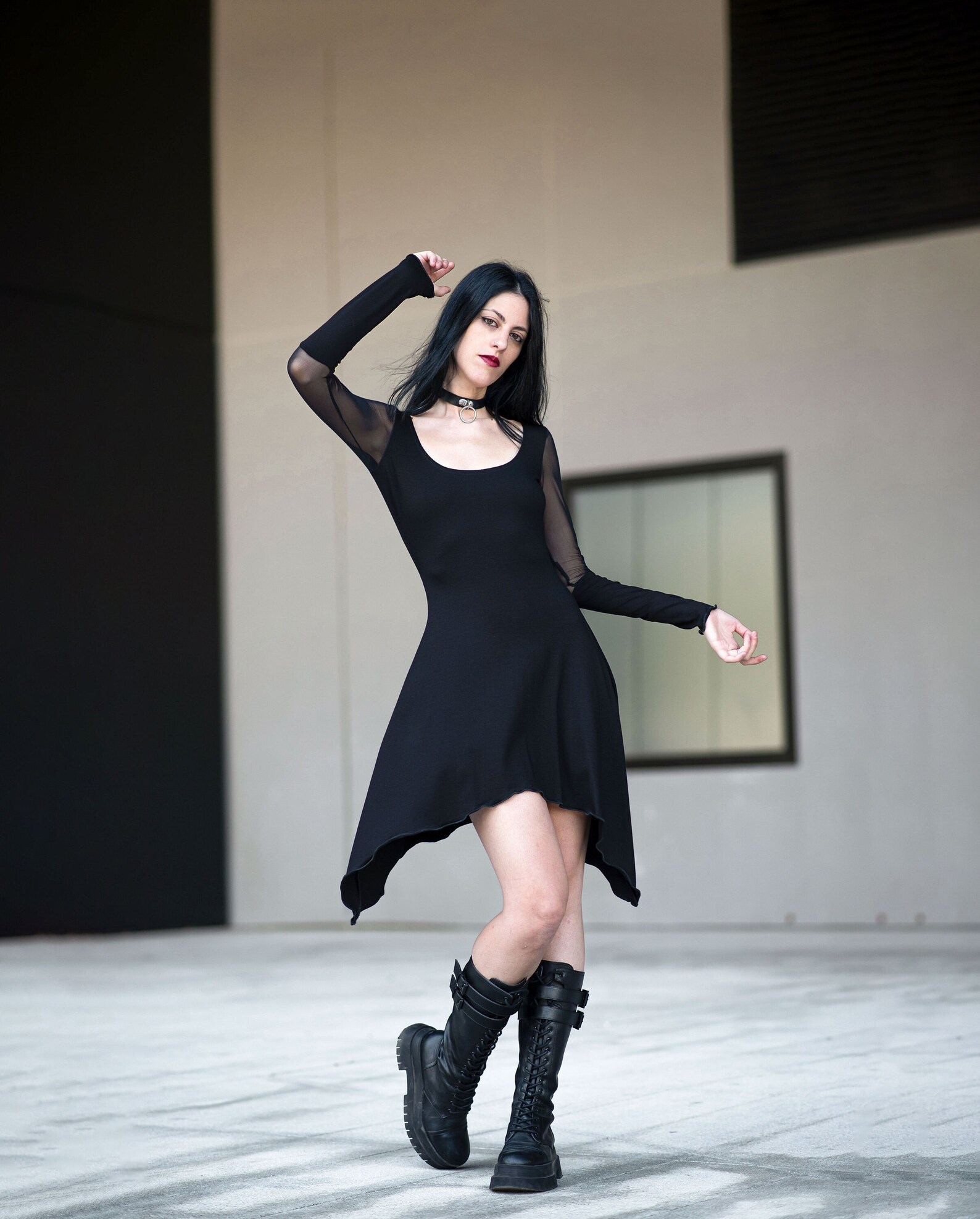 Mesh Tunic Goth Dress. Black Long Sleeve Sheer Dress. Elven Dress ...