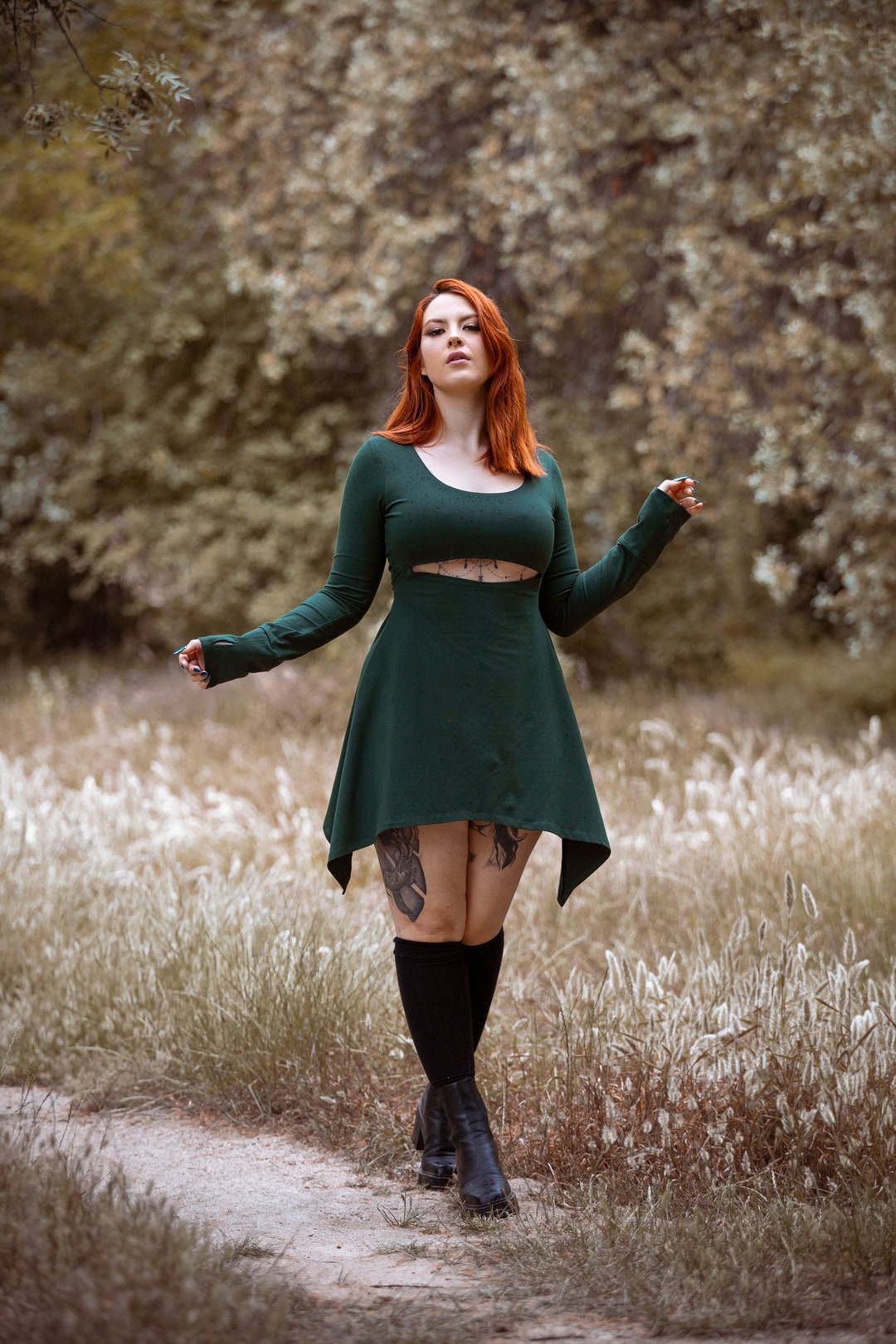 Ren Fae Medieval Green Sleeve Tunic Dress. Fairy Dress. Fae Clothes ...