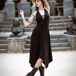 Black V-neck Maxi Open Back Dress. Dark Boho Witch Halter Dress. Goth ...