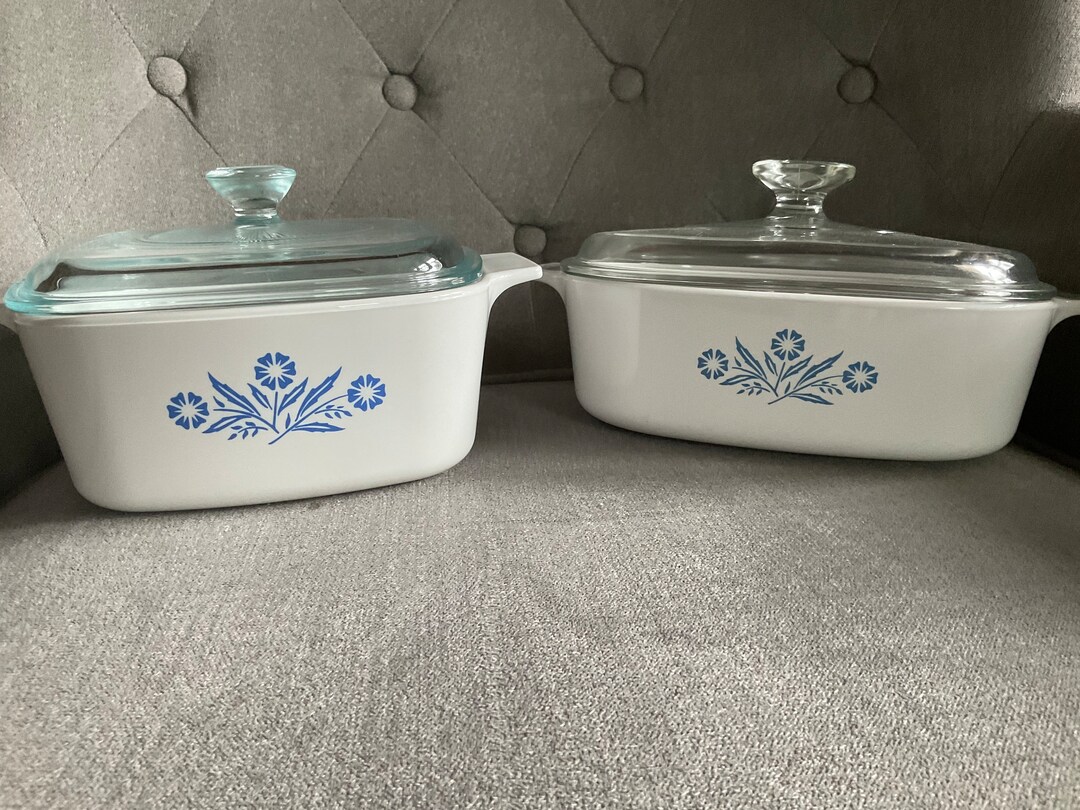 Set of 2, Lids, Vintage Corningware Blue Cornflower, Covered Casserole ...