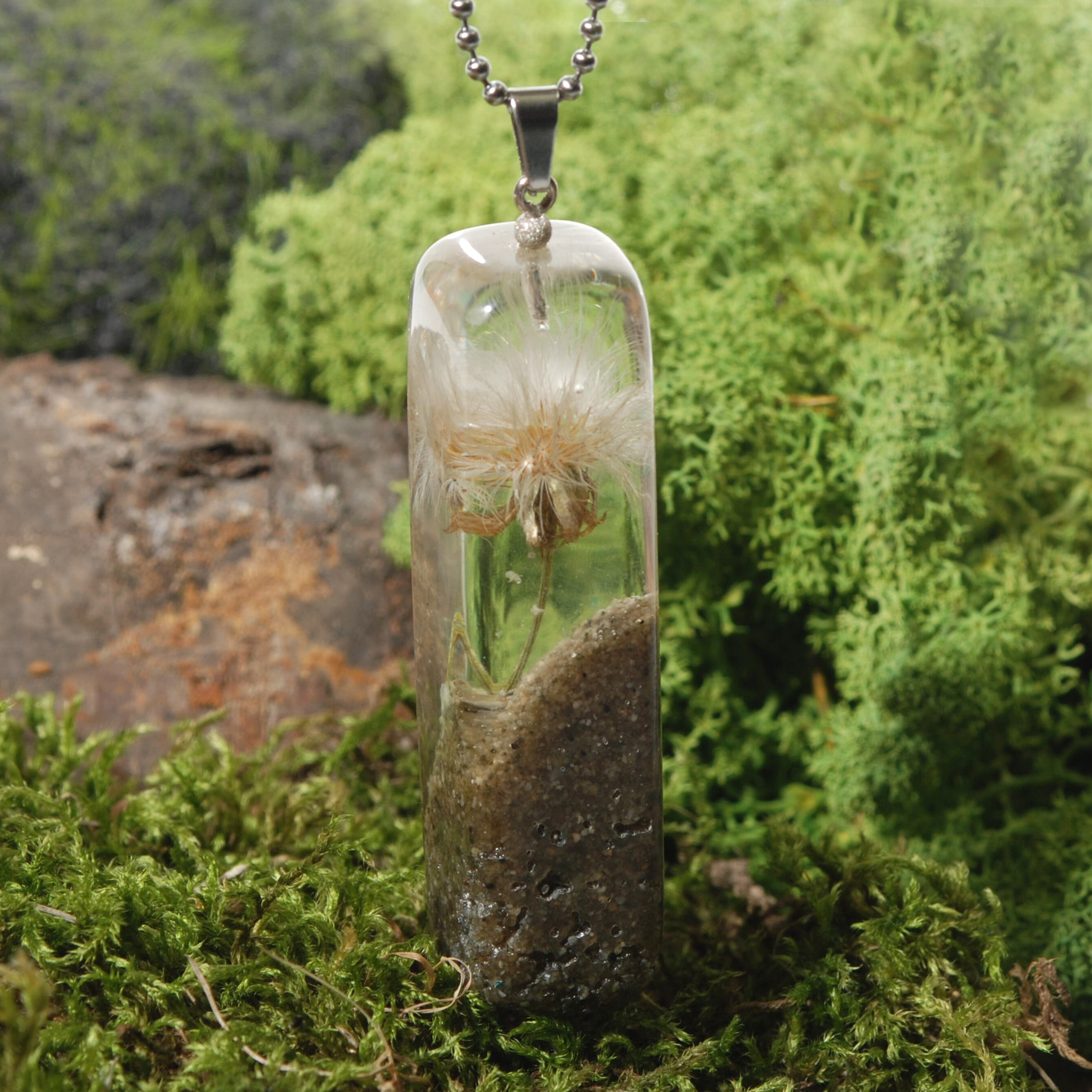 Resin Necklace, Dandelion in Resin, Mini Dandelion, Handmade Pendant ...