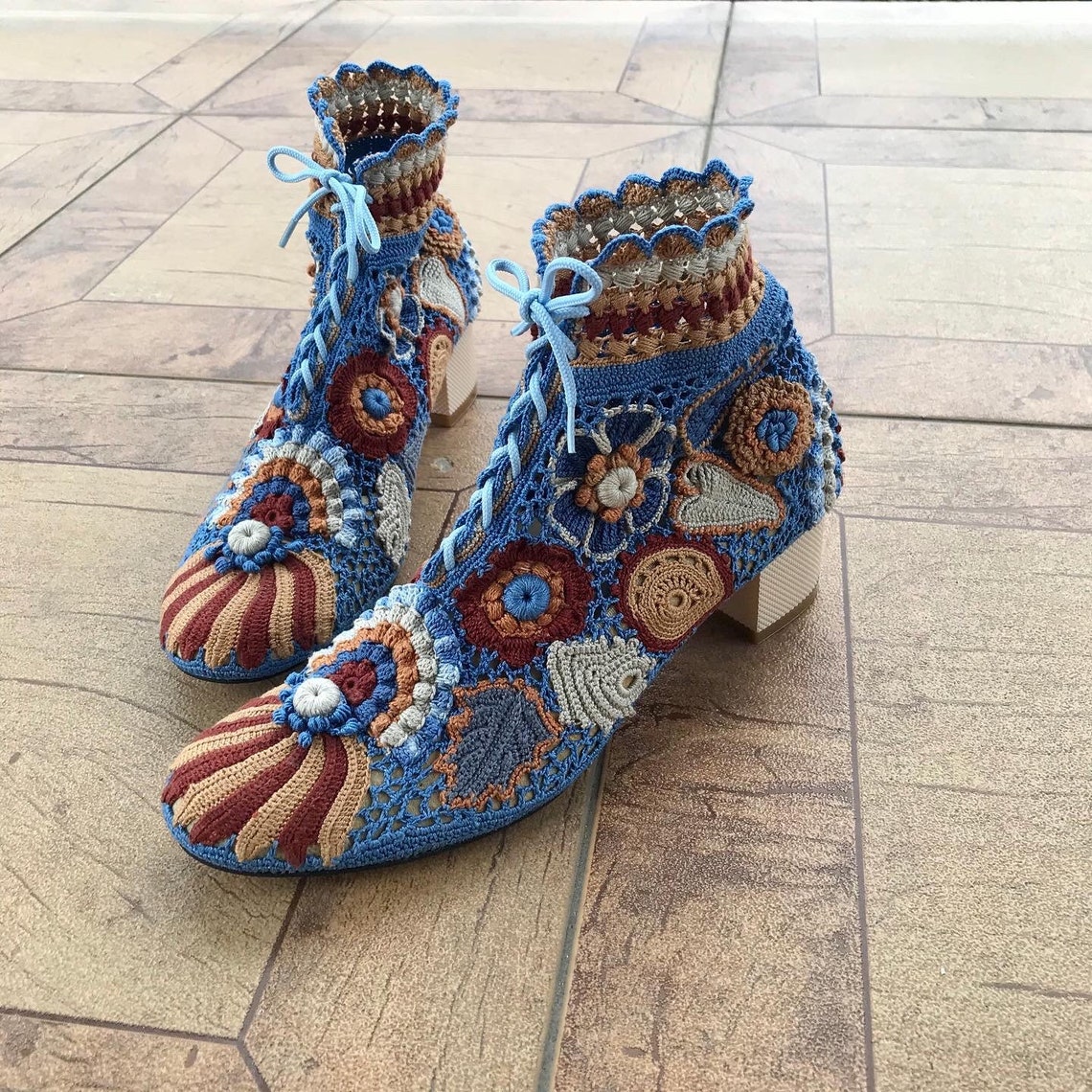 Handmade Women's Boots of Vintage Romantic Style, Crocheted With Irish ...