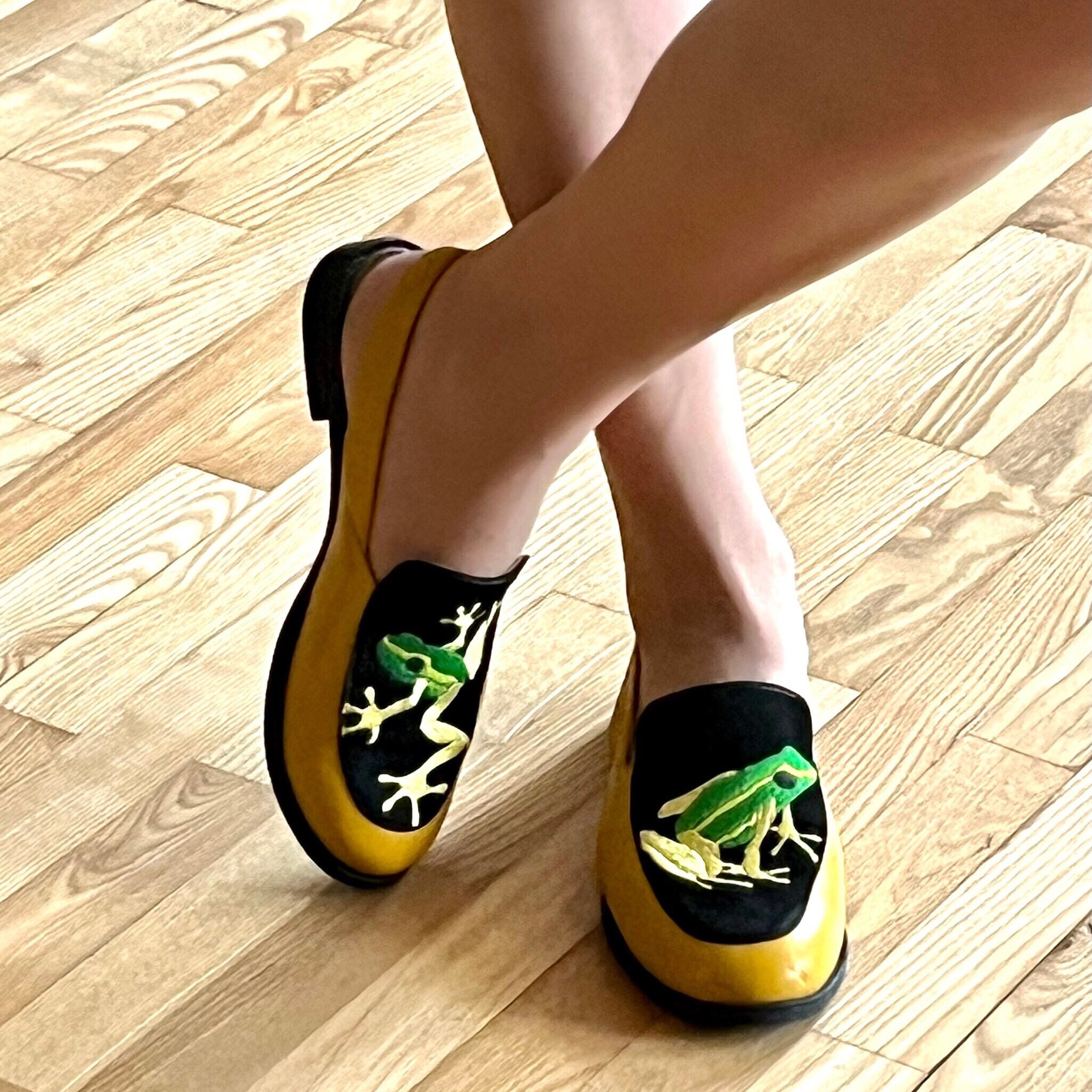 Yellow Leather Flat Sandals. Women's Comfortable Sandals With a Closed ...