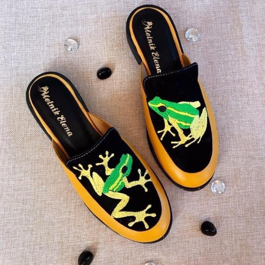 Yellow Leather Flat Sandals. Women's Comfortable Sandals With a Closed ...