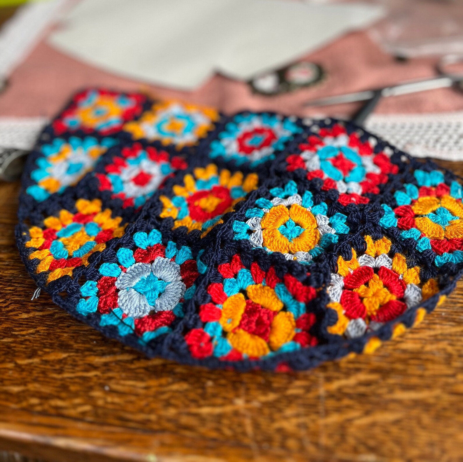 Granny Square Crochet Fanny Pack, Leather Body, Colorful Cotton Yarn - Etsy