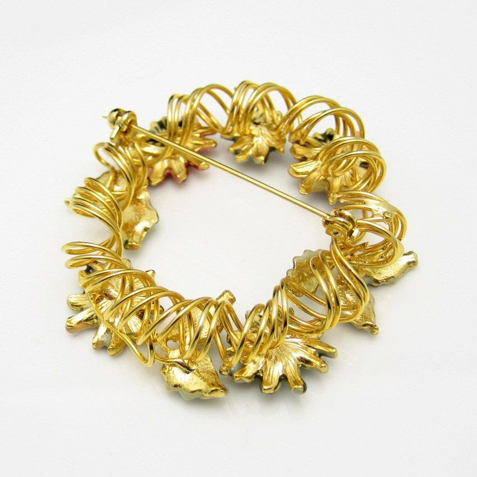 Vintage Wreath Brooch Pin Large Mid Century Colored Enamel - Etsy