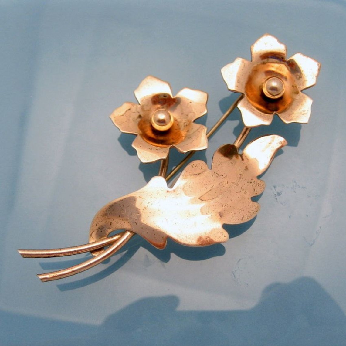 NAPIER STERLING Vintage Brooch Pin Mid Century 1940s Large Rose Flower ...