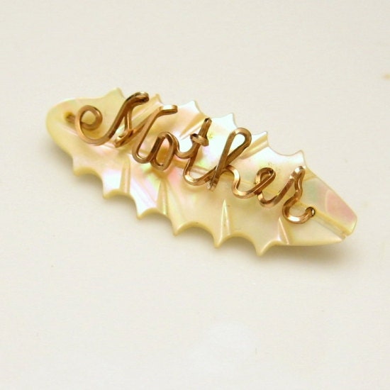 Vintage "mother" Brooch Pin Mid Century Carved Mother of Pearl MOP Oval ...