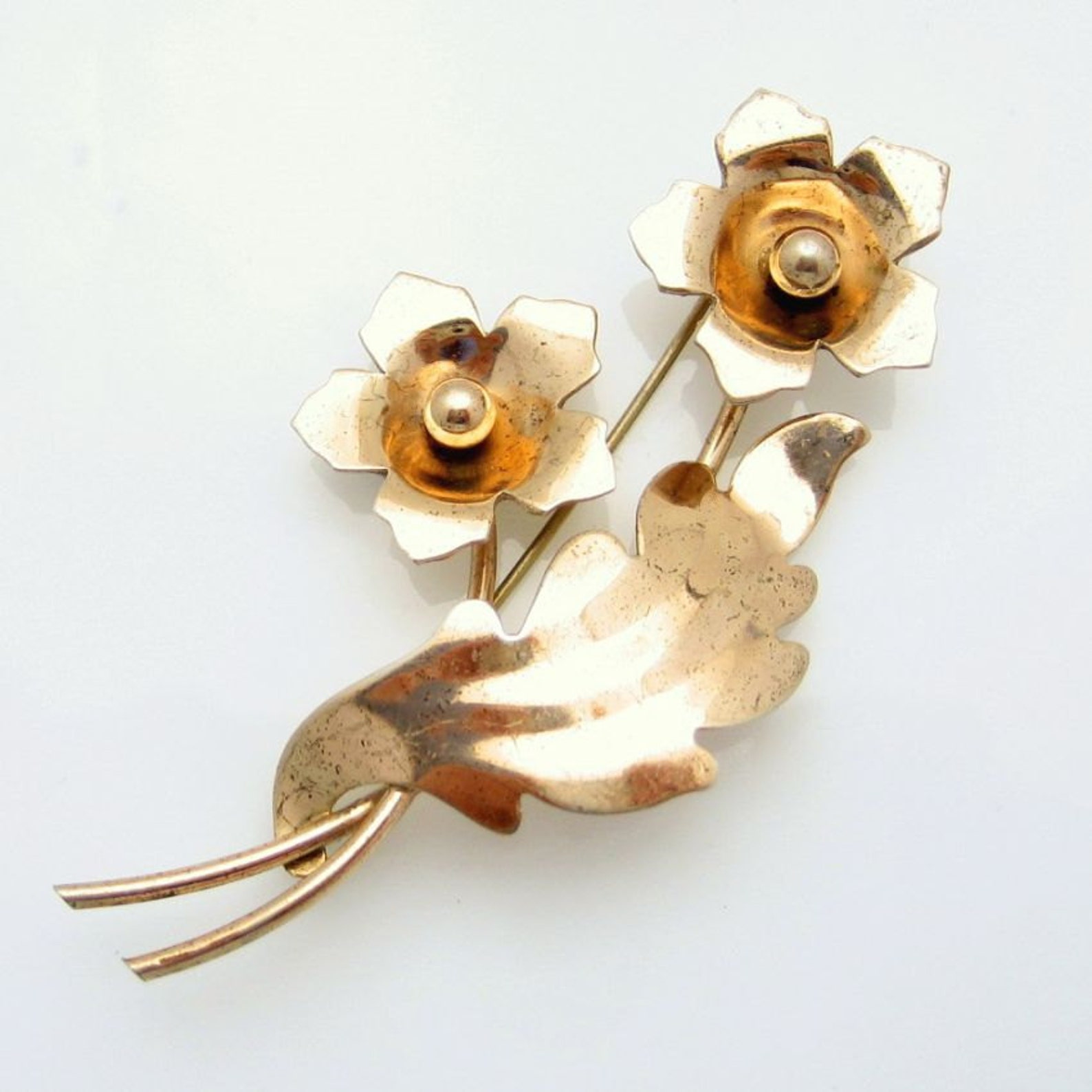 NAPIER STERLING Vintage Brooch Pin Mid Century 1940s Large Rose Flower ...