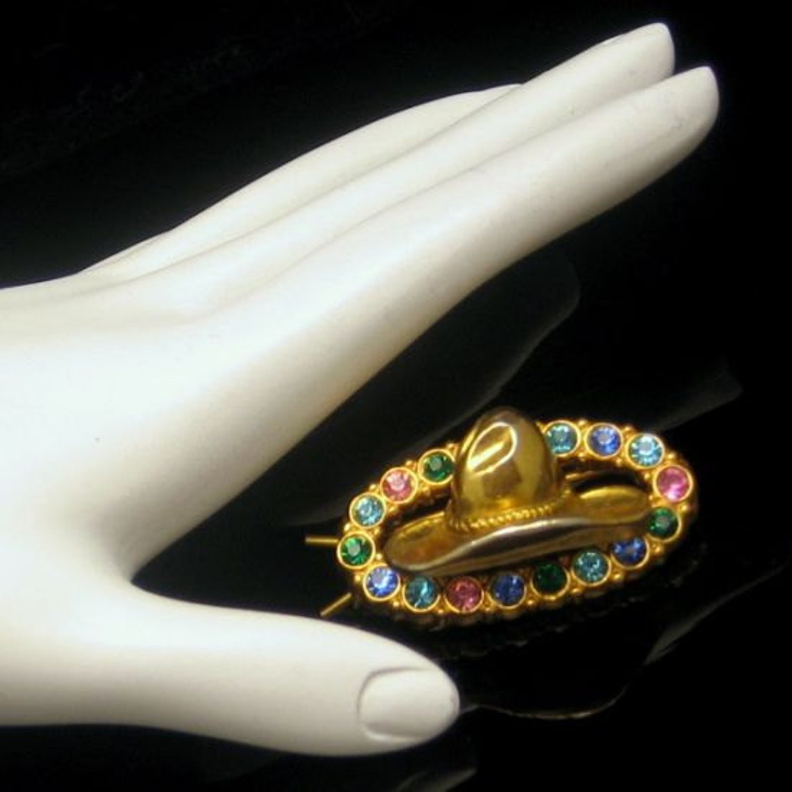 Vintage Hair Barrette Mid Century Cowgirl Cowboy Hat Colored ...