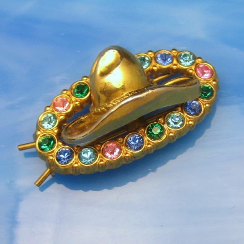 Vintage Hair Barrette Mid Century Cowgirl Cowboy Hat Colored ...