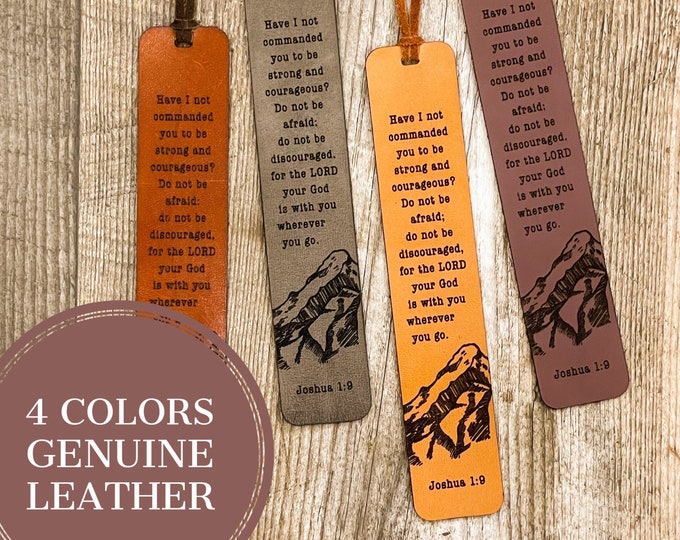 Leather Bible Bookmark Religious Gift for Him Joshua 1:9 Be Strong and ...