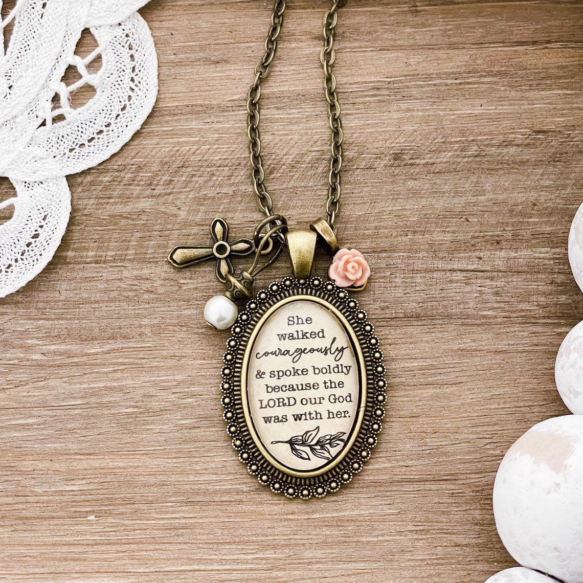 She Walked Courageously and Spoke Boldly | Scripture Necklace ...