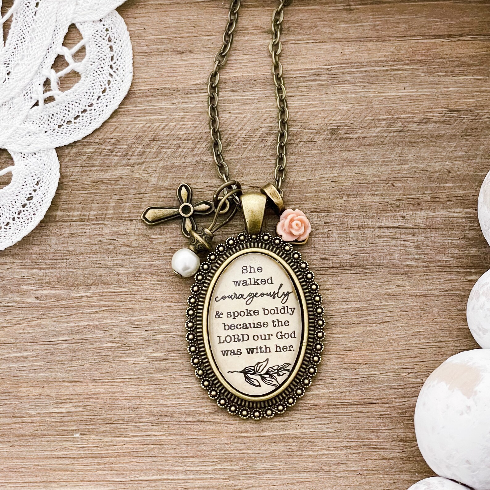 She Walked Courageously and Spoke Boldly | Scripture Necklace ...