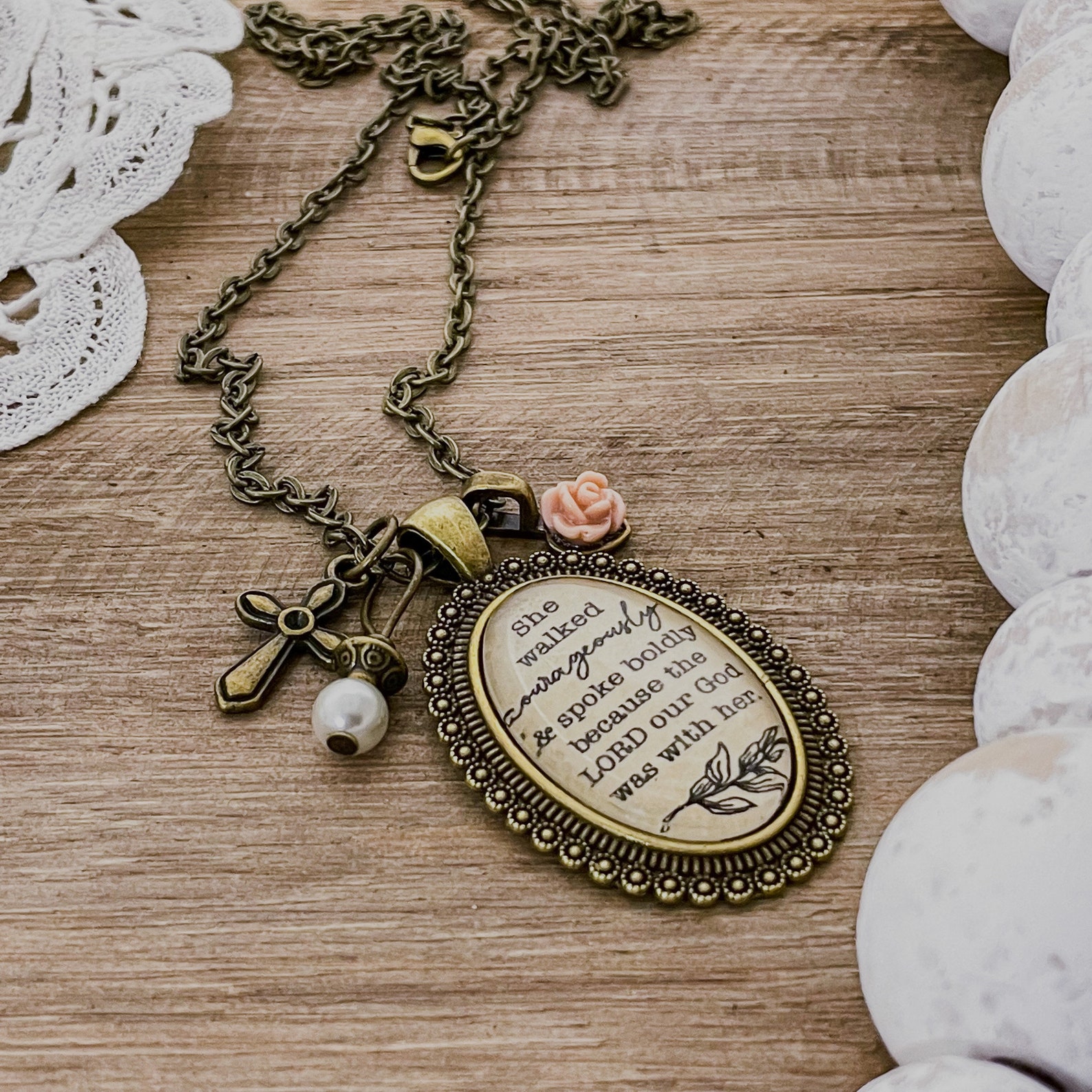 She Walked Courageously and Spoke Boldly | Scripture Necklace ...
