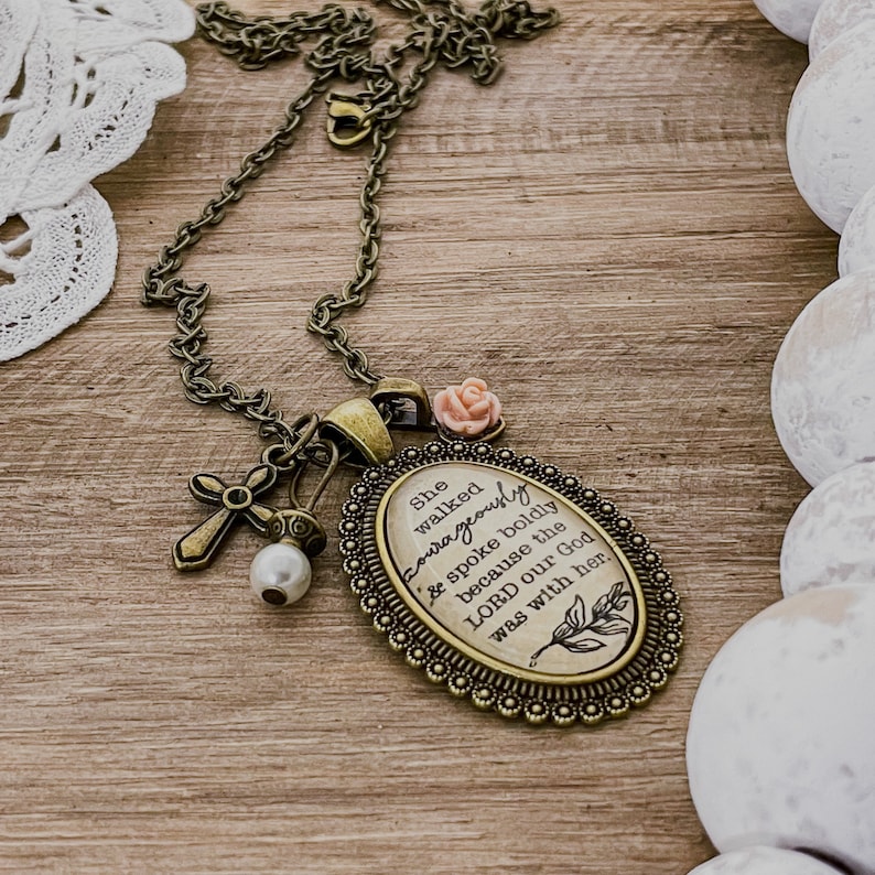 She Walked Courageously and Spoke Boldly | Scripture Necklace ...