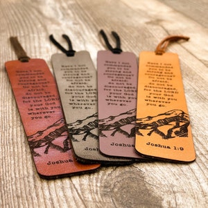 Leather Bible Bookmark Religious Gift for Him - Joshua 1:9 Be Strong ...
