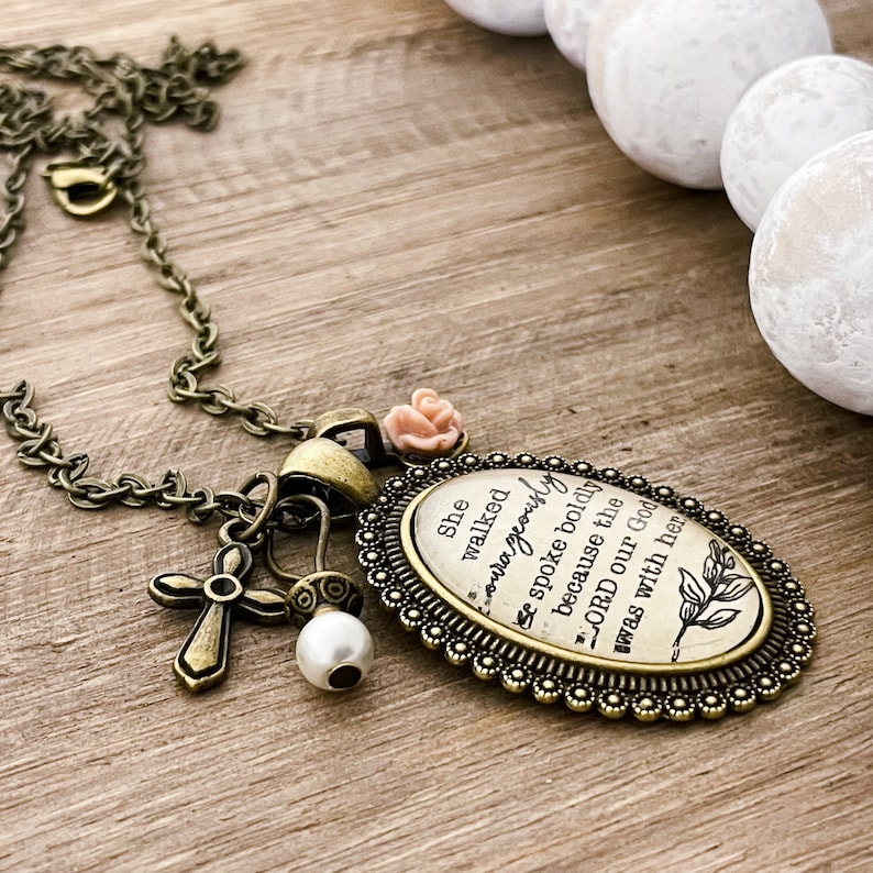 She Walked Courageously and Spoke Boldly | Scripture Necklace ...