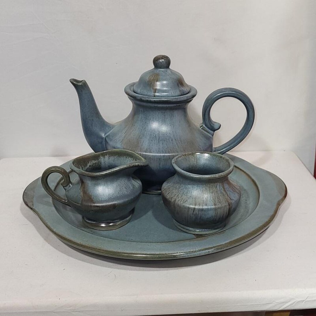 Blue Mountain Pottery Aladdin Tea Set in Slate Glaze - Etsy