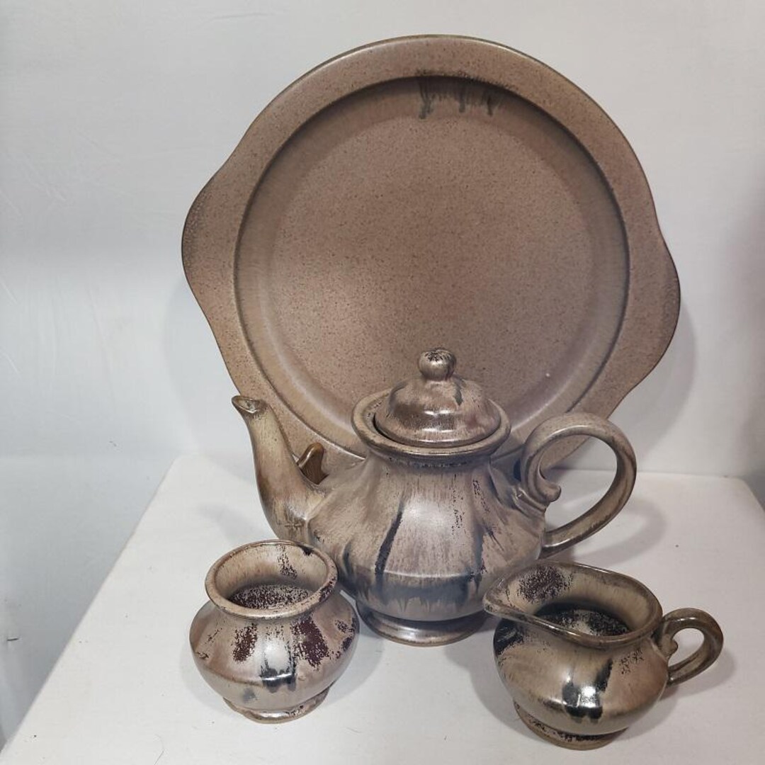 Blue Mountain Pottery Aladdin Tea Set in Mocha Glaze - Etsy