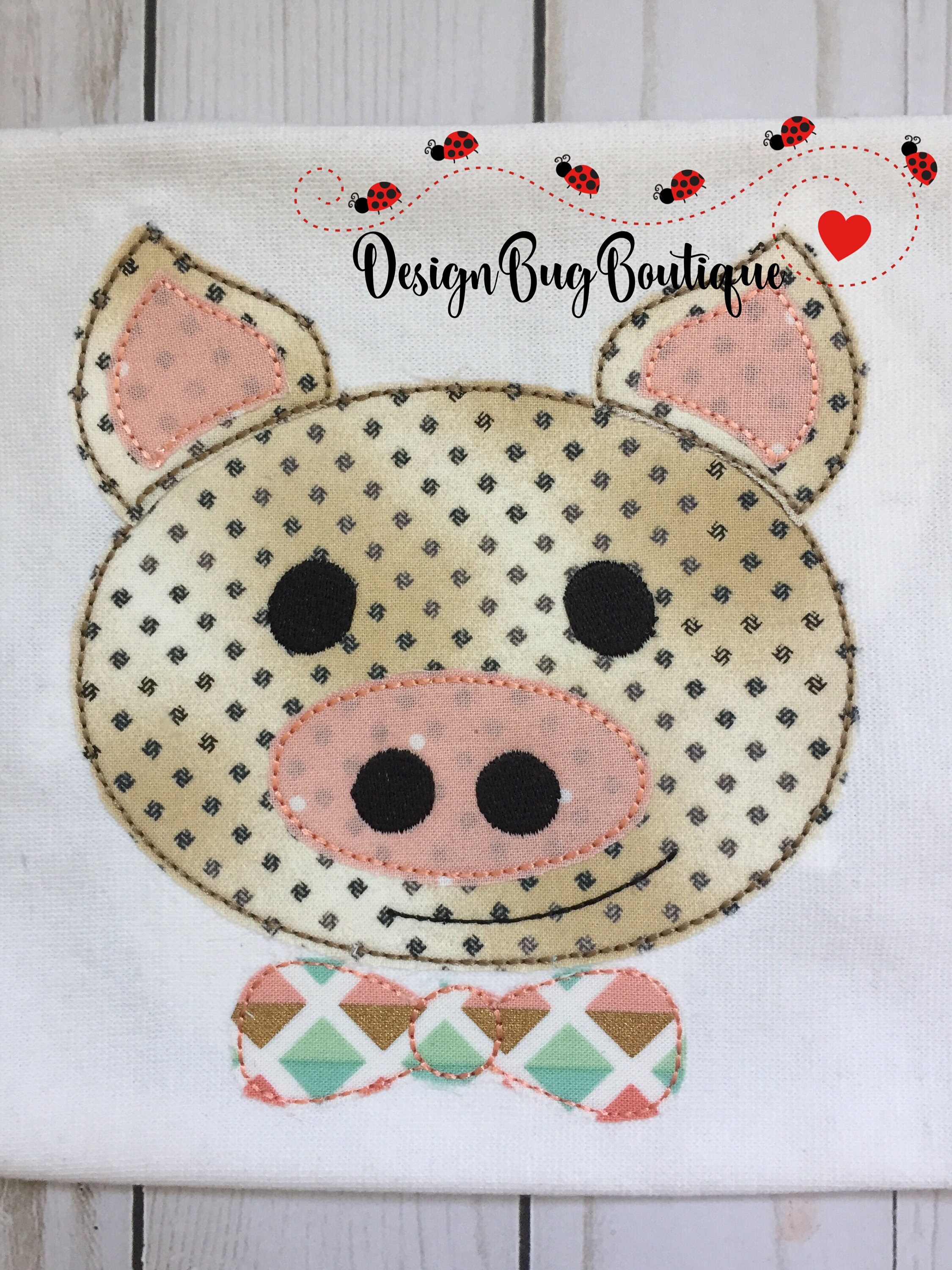 Vintage Stitch Pig Boy Machine Embroidery Applique Design - Etsy