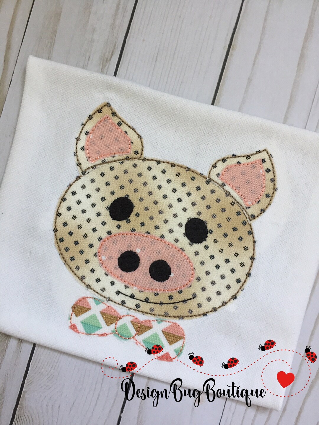 Vintage Stitch Pig Boy Machine Embroidery Applique Design - Etsy