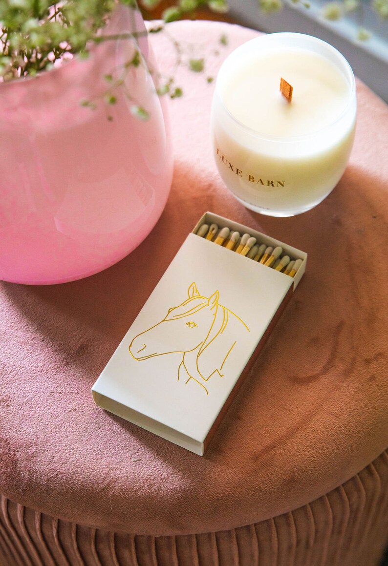 White Horse Head Matches With Gold Foil - Oversized Safety Matches - Etsy