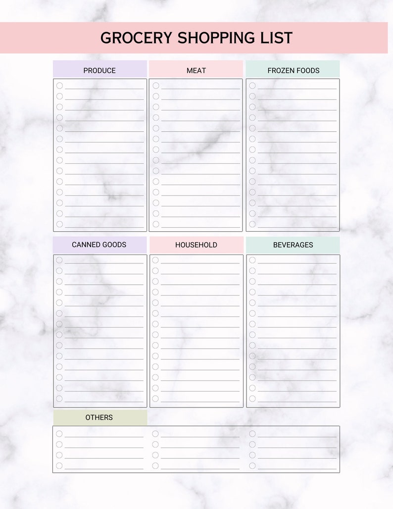 Grocery Shopping List Template - Grocery List, Shopping List - Etsy