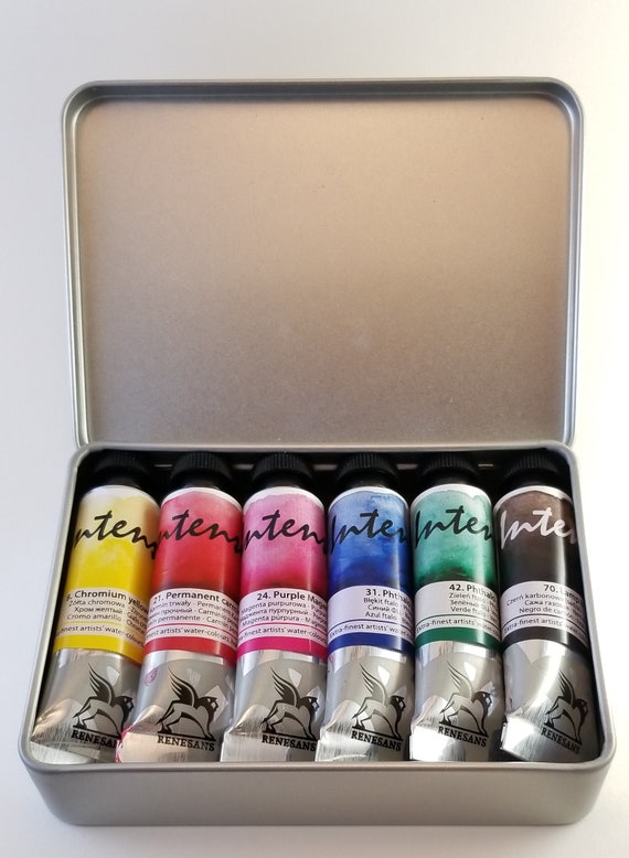Renesans Intense Watercolor paint set of 6 15ml tubes with box | Etsy