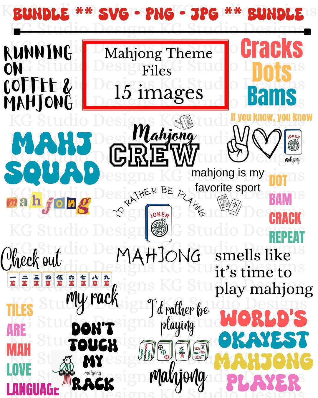 Mahjong SVG Bundle: 15 Theme Designs (digital Download) - Etsy