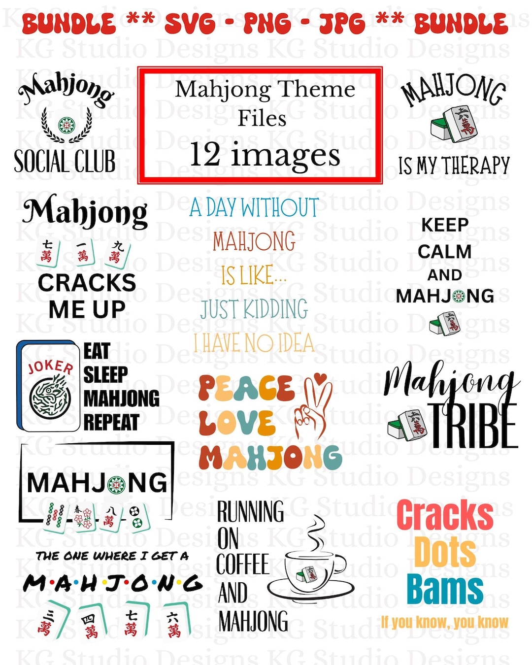 Mahjong Bundle, Mahjong Svg, Mahjong Png, Mahjong Jpg, Mahjong Digital ...