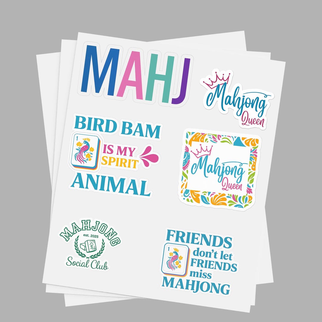 Mahjong Theme Kiss-cut Vinyl Stickers, Fun Stickers for Mahjong ...