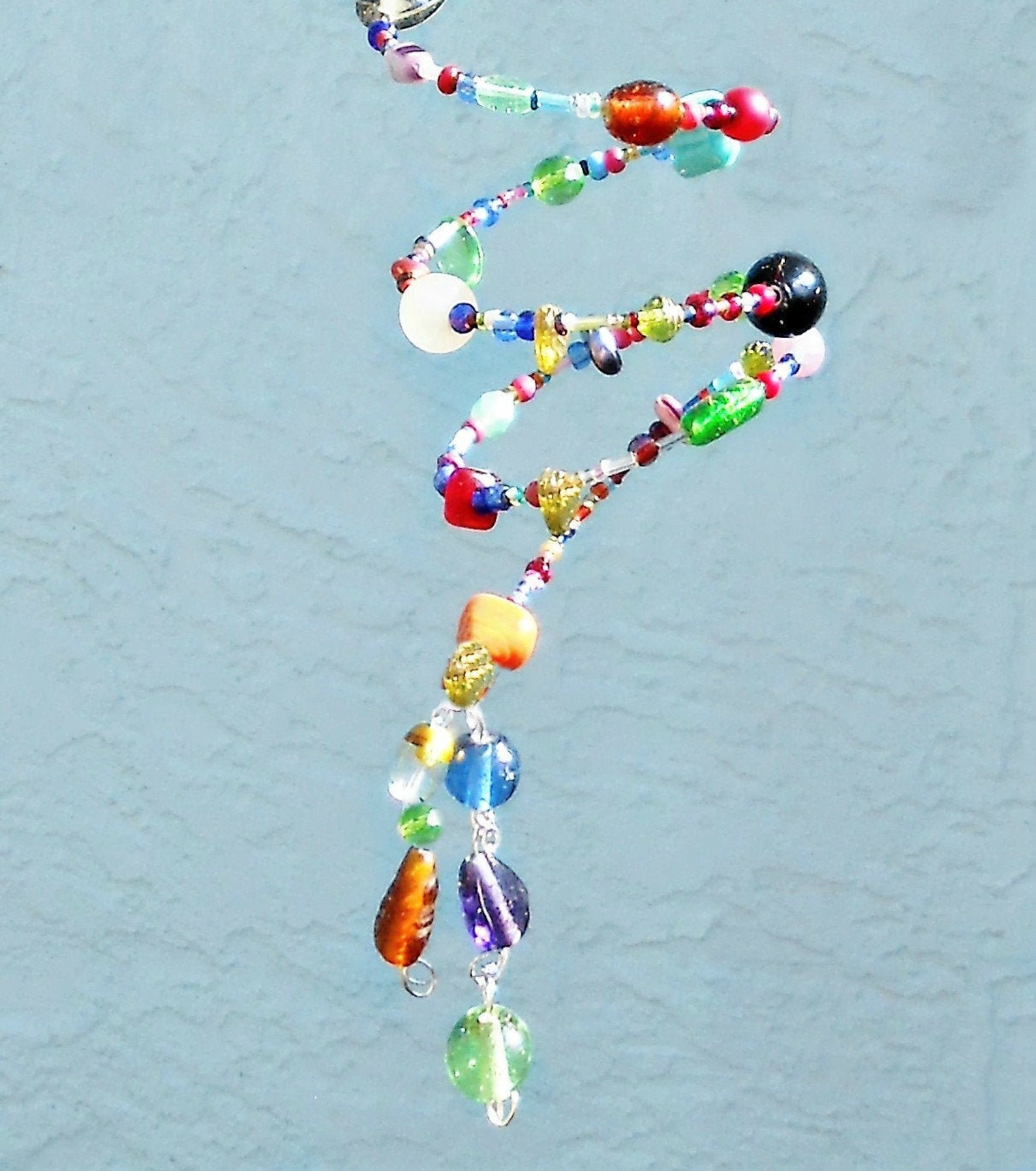 Rainbow Spiral Sun Catcher Glass Bead Wind Spinner-bohemian Hanging ...