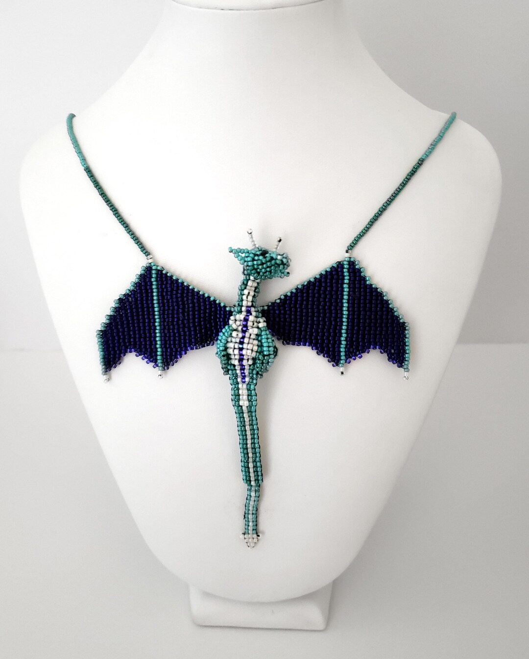 Handmade Seed Bead Dragon Pendant Necklace With Magnetic Clasp unique ...