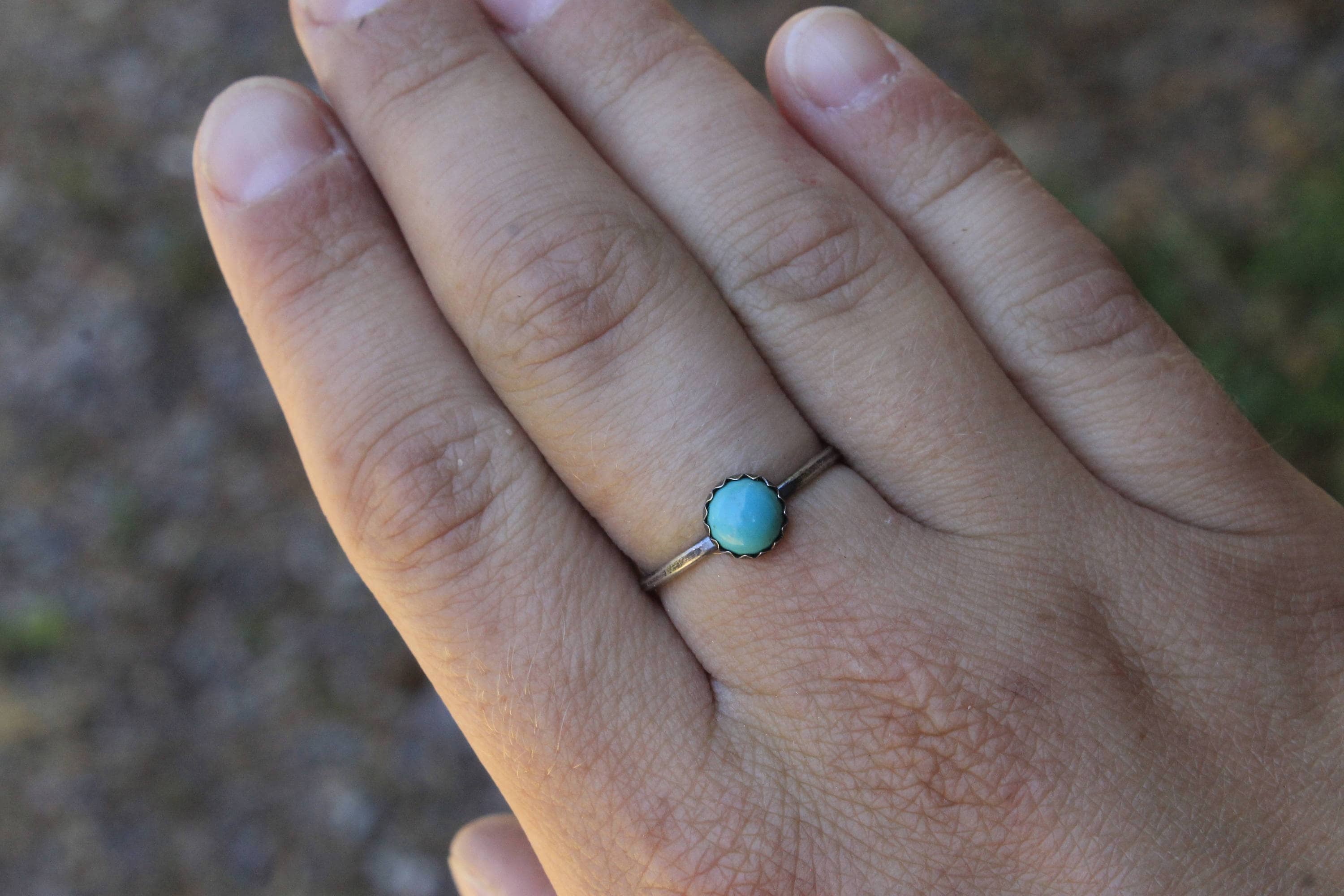 Simple Round Serrated Bezel-set Gemstone & Sterling Stacker | Etsy