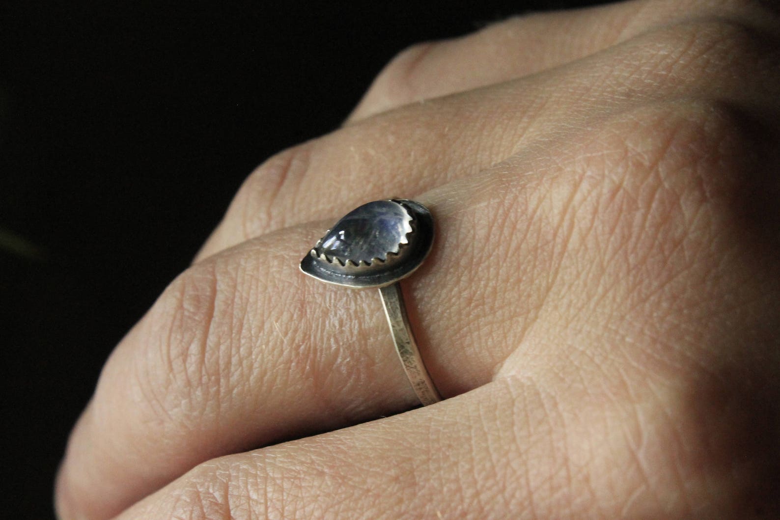 Pear-shaped Teardrop Vivid Moonstone & Sterling Silver Ring - Etsy