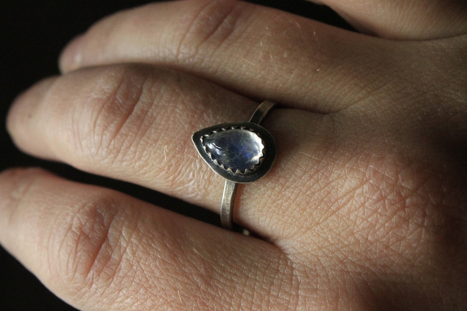 Pear-shaped Teardrop Vivid Moonstone & Sterling Silver Ring - Etsy
