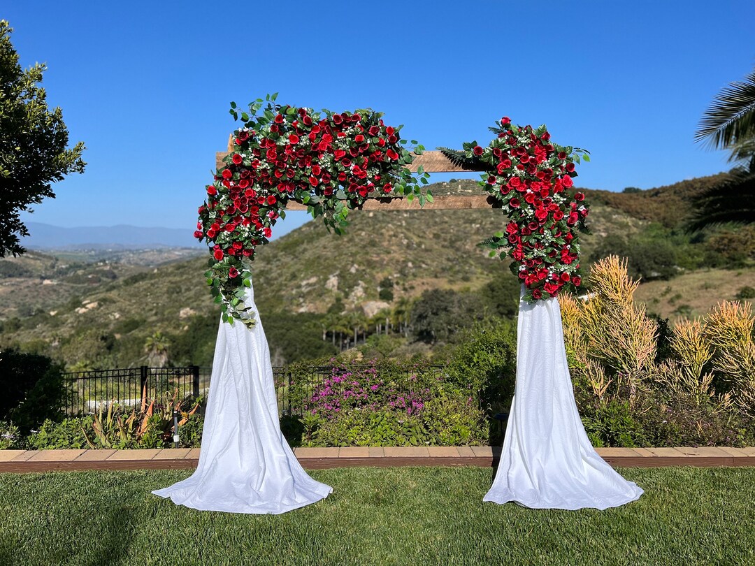 Lux Scarlet Red Rose Wedding Ceremony Flowers, Custom Wedding Pergola ...