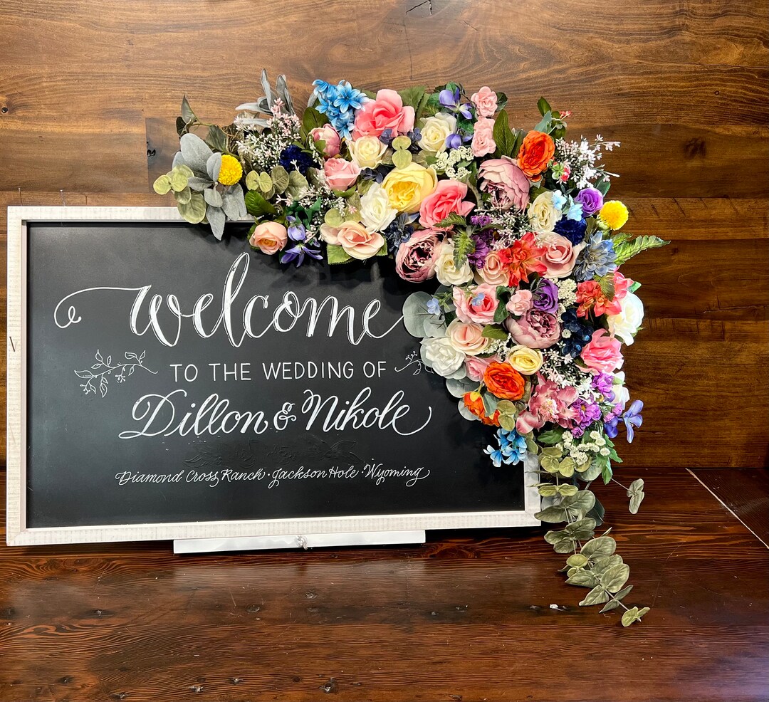 Pastel Jewel Tone Wedding Sign Flowers, Bridal Shower Decor, Whimsy ...